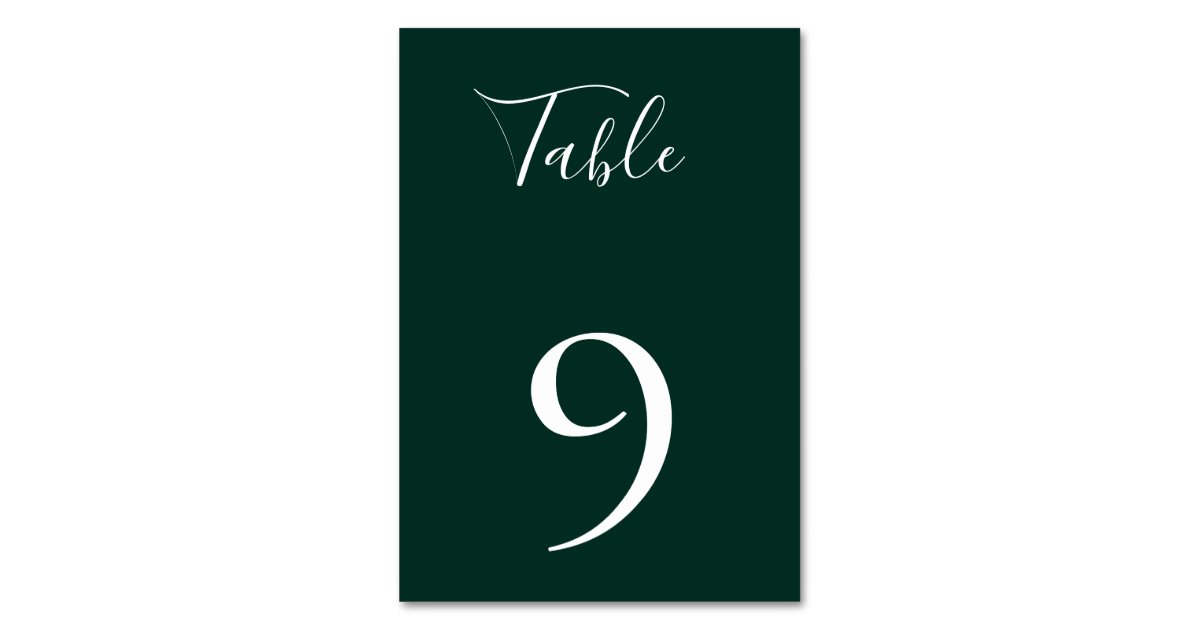 Carte Numéro de table verte Emerald | Zazzle.fr