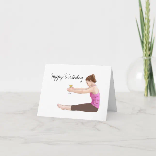 Carte Pilates Happy Birthday Card avec cocktail | Zazzle.fr