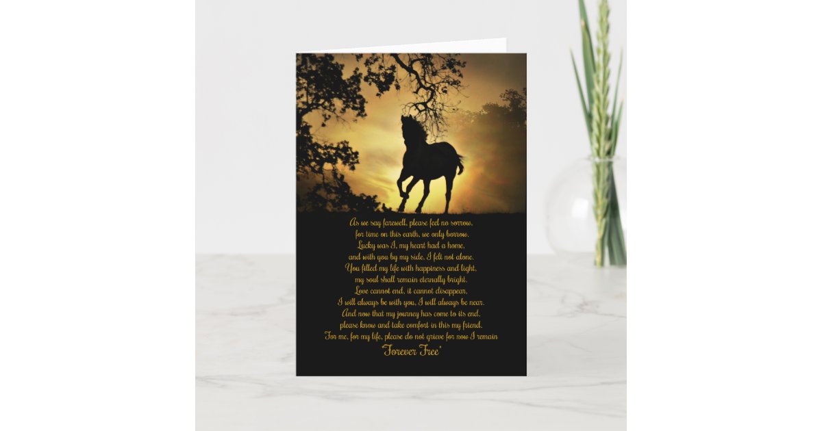 Carte Poème original commémoratif de cheval | Zazzle.fr