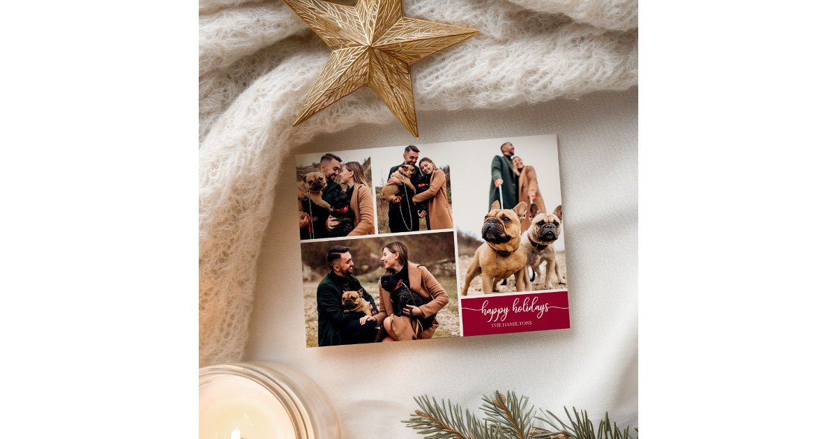 Carte Postale 4 Photos Collage Joyeuses Fêtes Modernes Noël | Zazzle.fr
