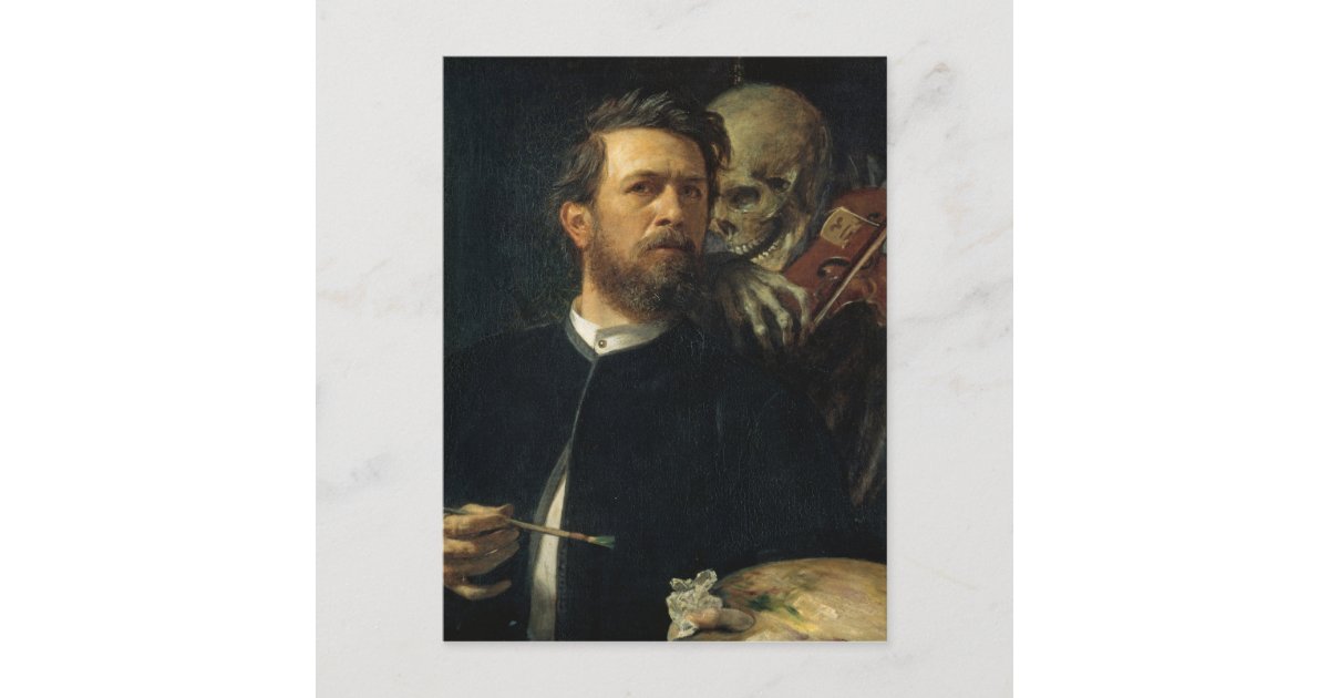 Carte Postale Arnold Böcklin - Autoportrait avec mort | Zazzle.fr