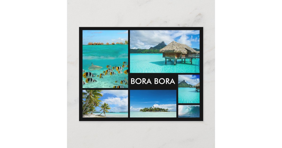 Carte Postale Bora Bora multiple image collage black postcard | Zazzle.fr
