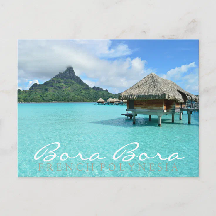 Carte Postale Bora Bora overwater resort double text postcard | Zazzle.fr
