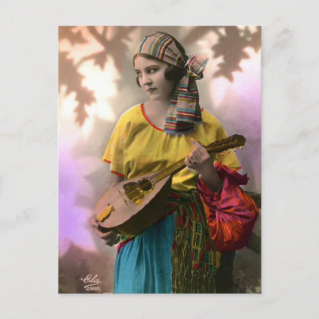Carte postale de fille tzigane colorée | Zazzle.fr