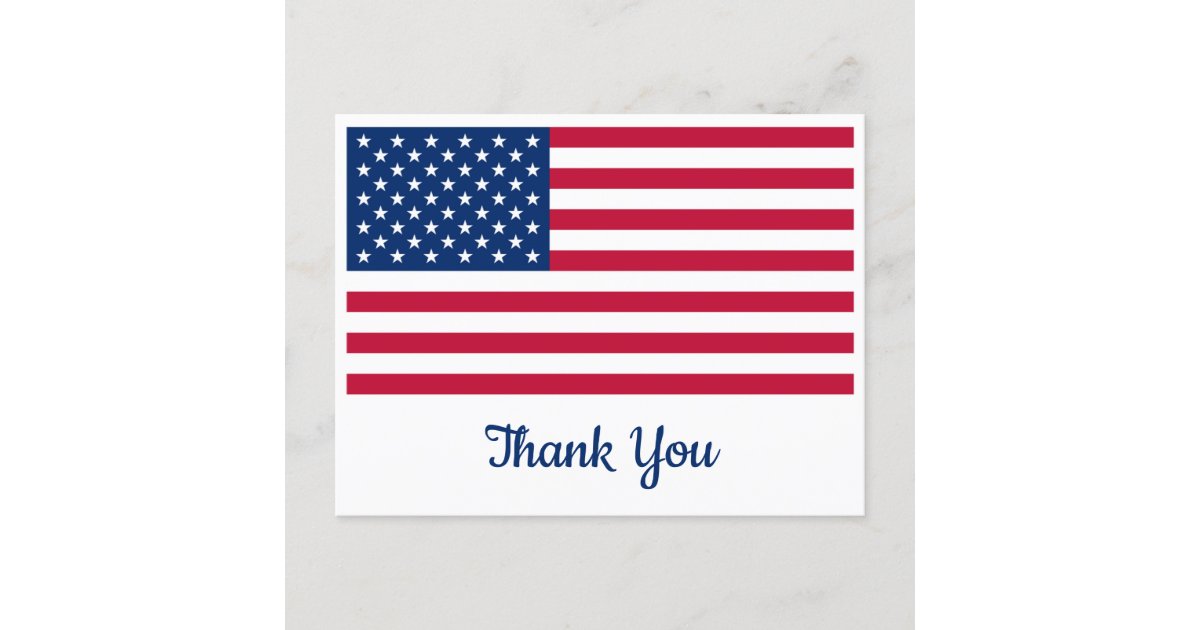 Carte Postale Drapeau américain Merci militaire personnalisé | Zazzle.fr