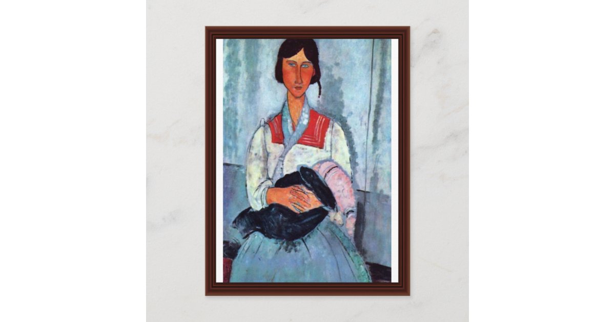 Carte Postale Femme Tzigane Avec Enfant Par Modigliani Amedeo | Zazzle.fr