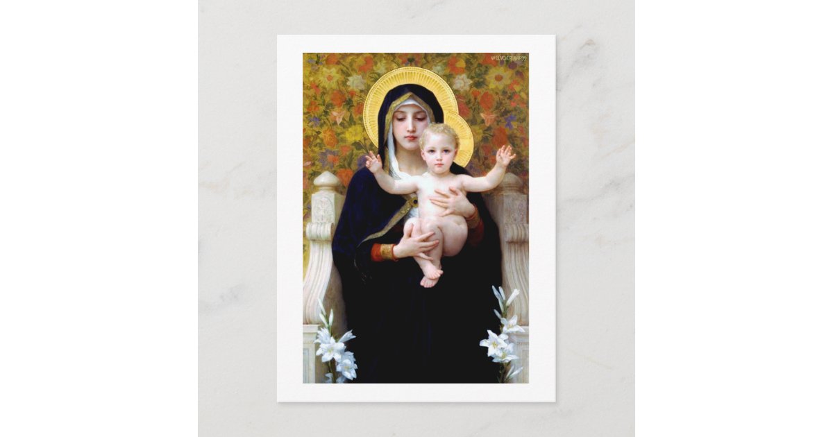 Carte Postale La Vierge de la Lily, Bouguereau | Zazzle.fr