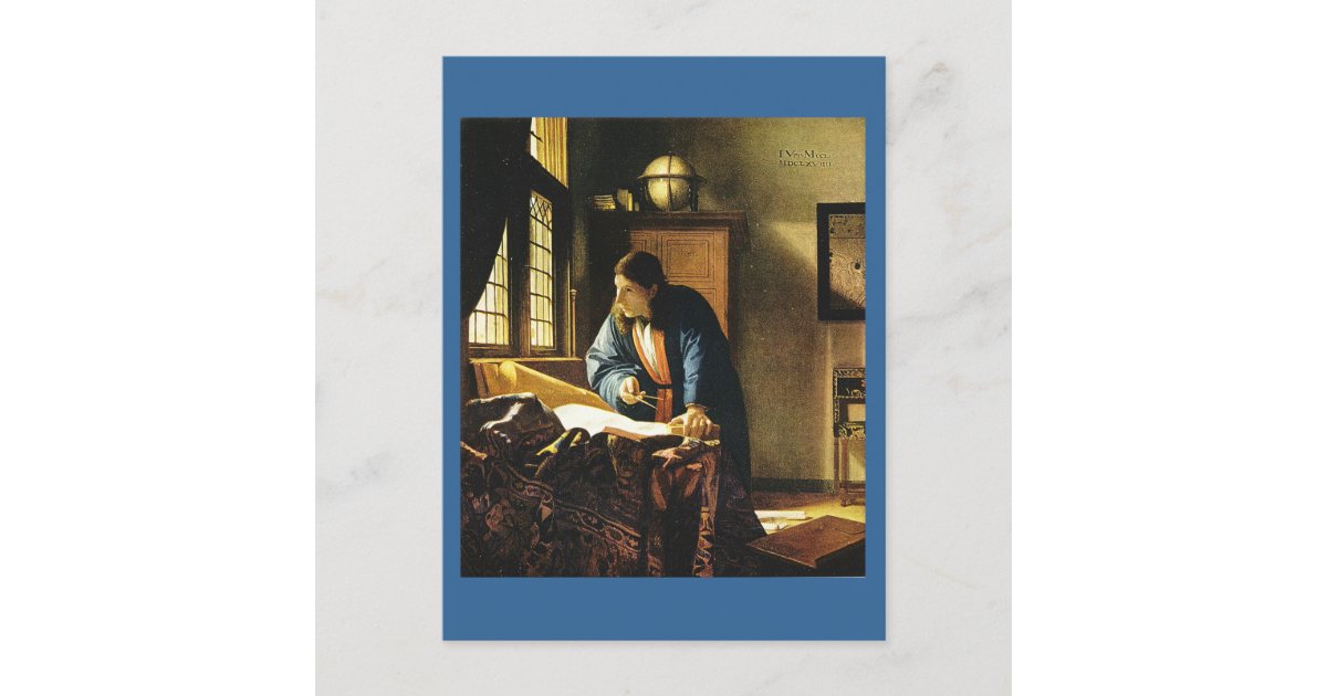 Carte Postale Le géographe de Johannes Vermeer (vers 1669) | Zazzle.fr