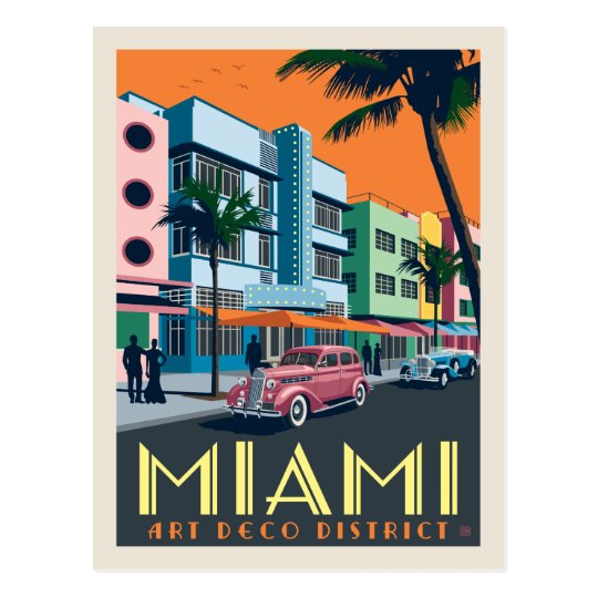 Carte Postale Miami, FL| Art déco | Zazzle.fr