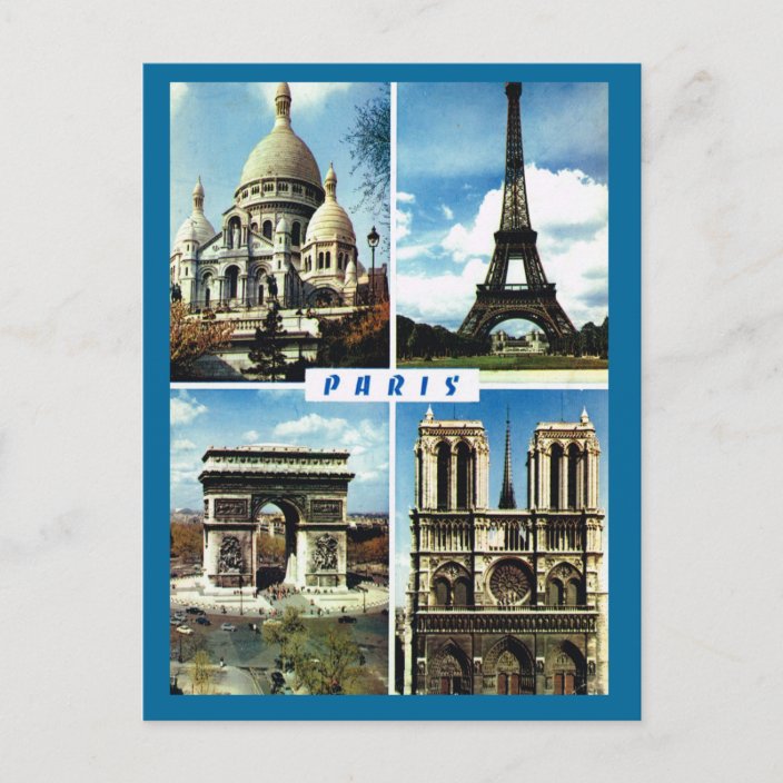 Carte Postale Paris vintage, Paris Multiview | Zazzle.fr