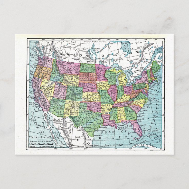 Carte Postale Postcard: Map of United States, 1921 | Zazzle.fr