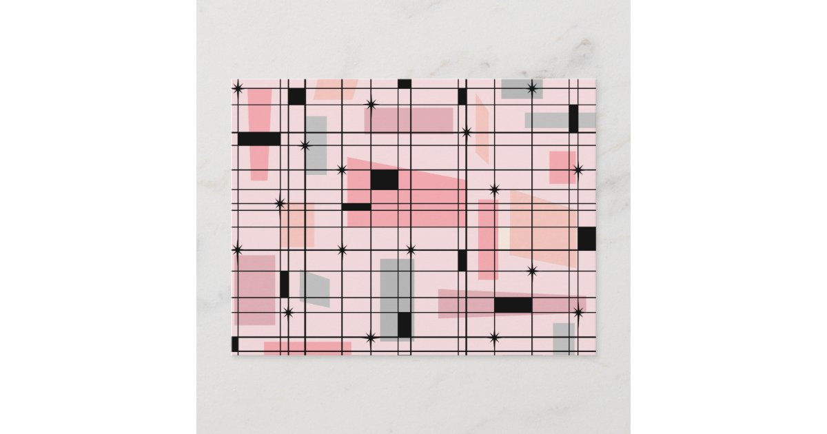 Carte postale Retro Pink Grid et Starburst | Zazzle.fr