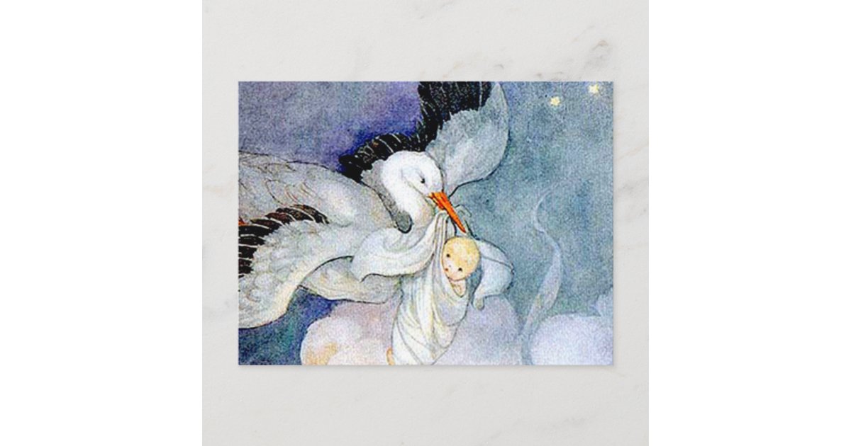 Carte Postale Stork and Baby | Zazzle.fr