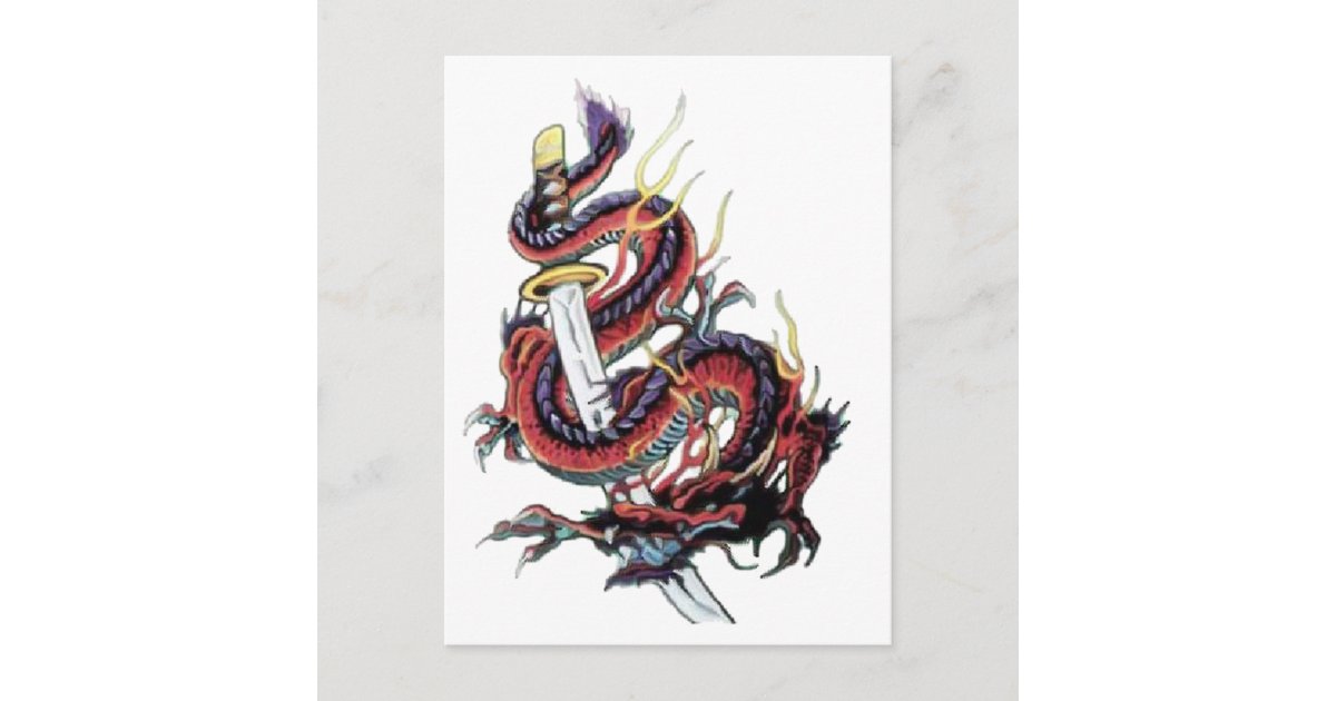 Carte Postale Sui Riu Dragon japonais Katana | Zazzle.fr
