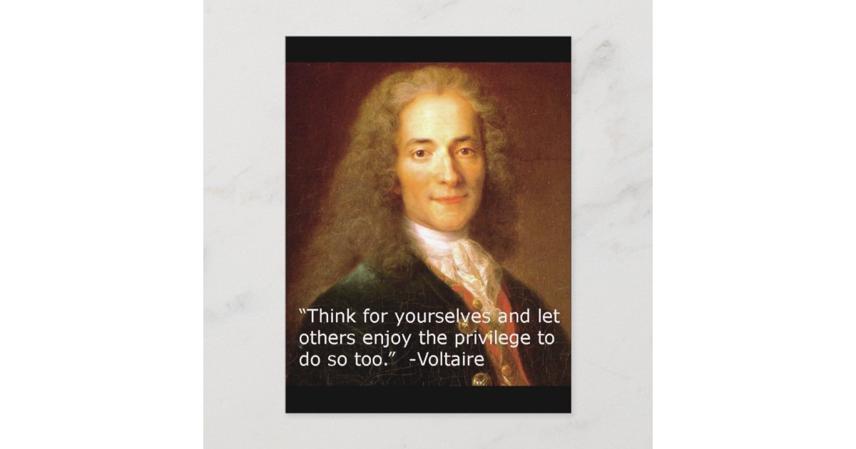 Carte Postale Voltaire copie citation penser pour soi-même | Zazzle.fr