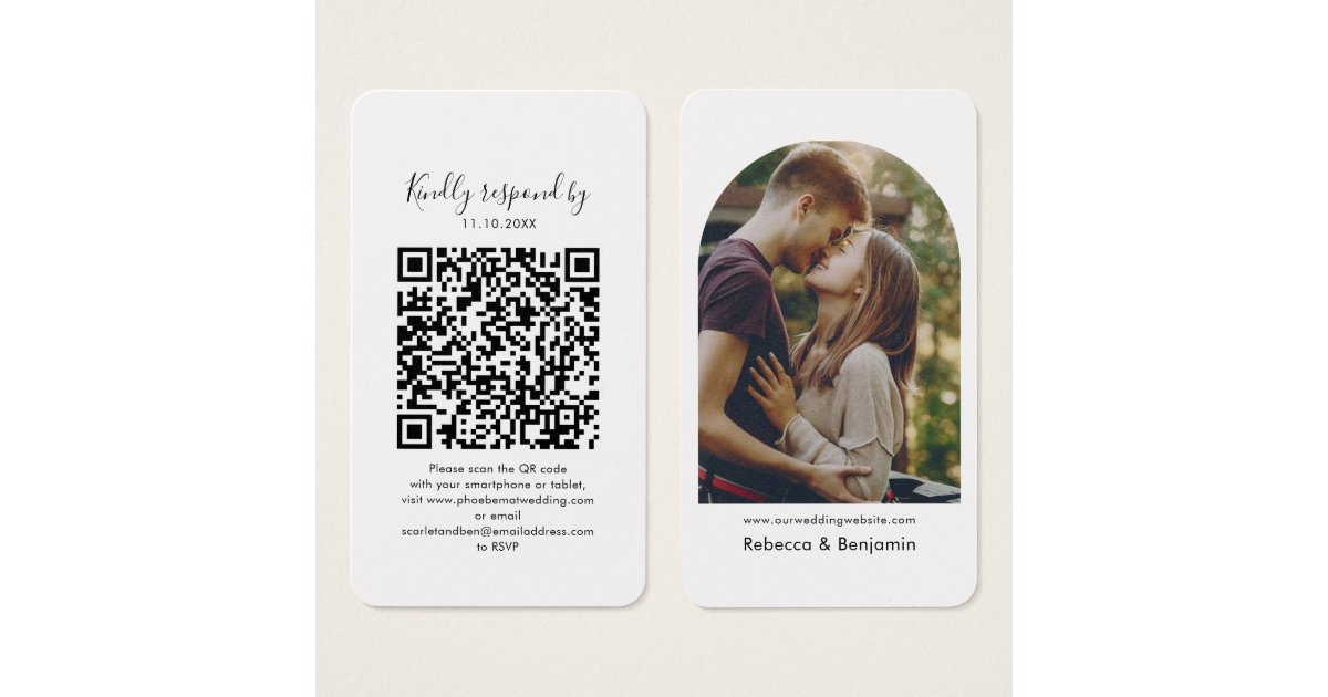 Cartes De Visite Site mariage QR Code Photo RSVP Enclôture Card | Zazzle.fr