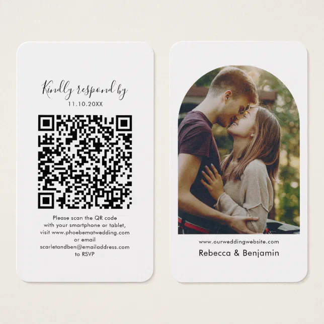 Cartes De Visite Site mariage QR Code Photo RSVP Enclôture Card | Zazzle.fr