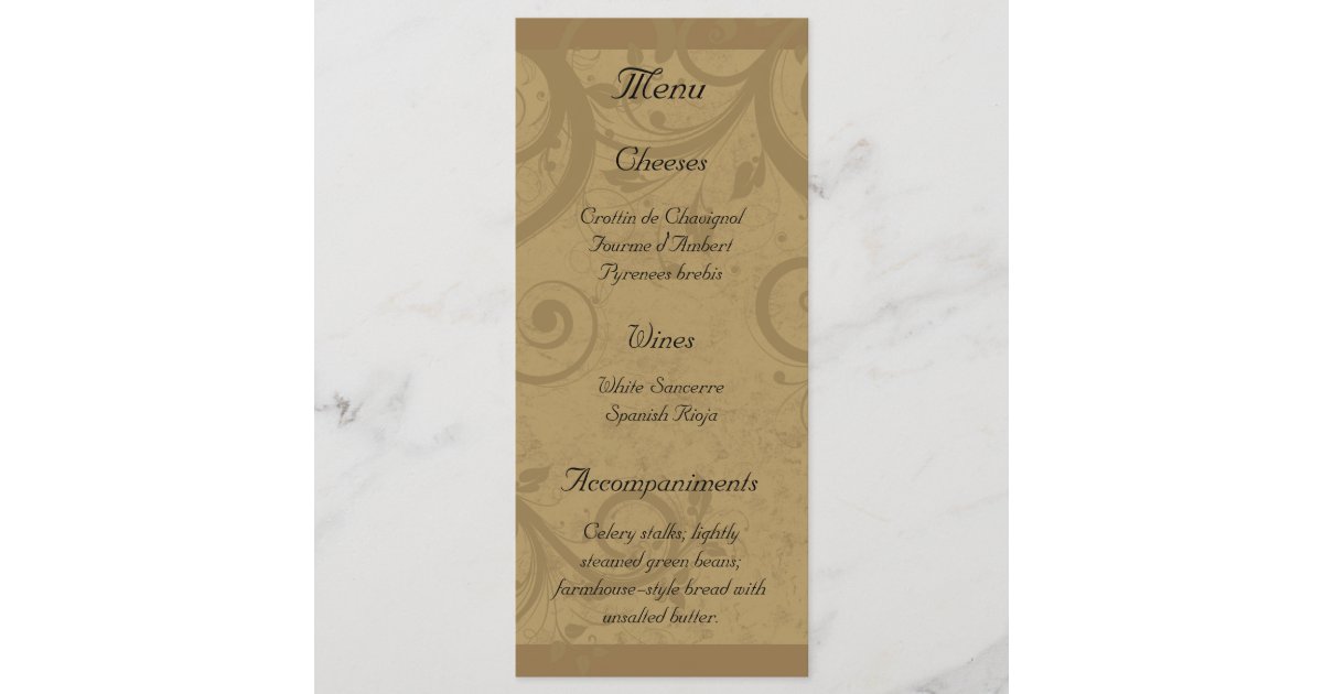 Cartes en rack à la carte du menu du vin et du fro | Zazzle.fr