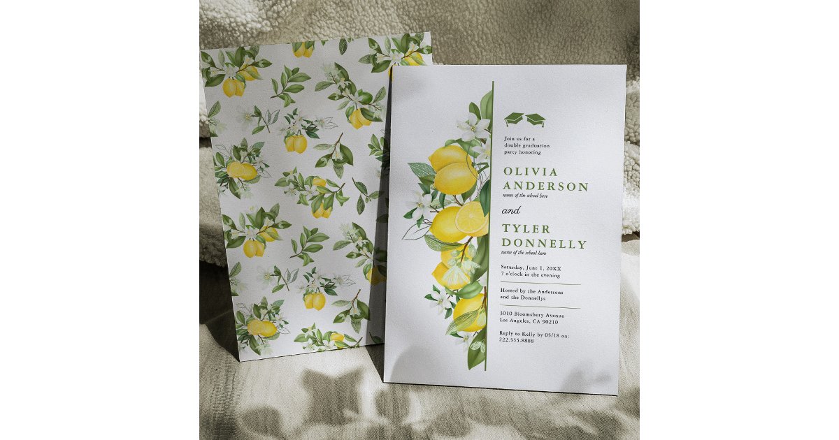 Citron vert Double Graduation Party Invitation | Zazzle.fr