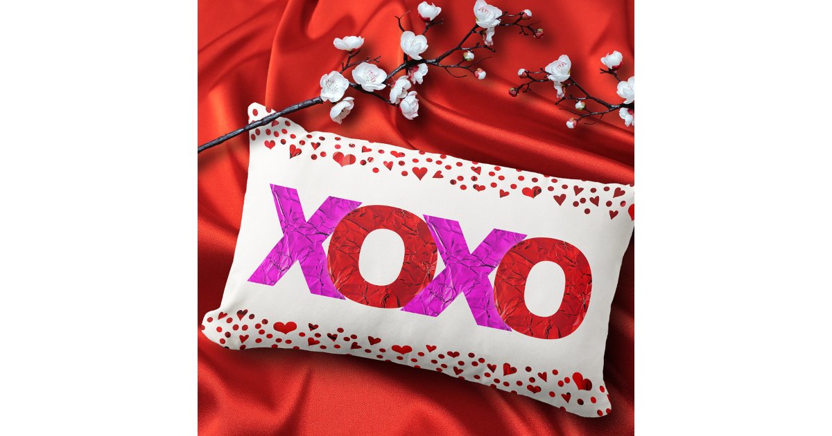 Coussin Rectangle Gras Moderne Rouge rose XOXO Coeurs Saint Valentin | Zazzle.fr