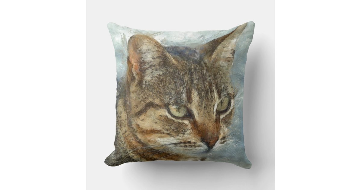Coussin Tabby Cat Étonnant Gros Plan Graphite Portra | Zazzle.fr