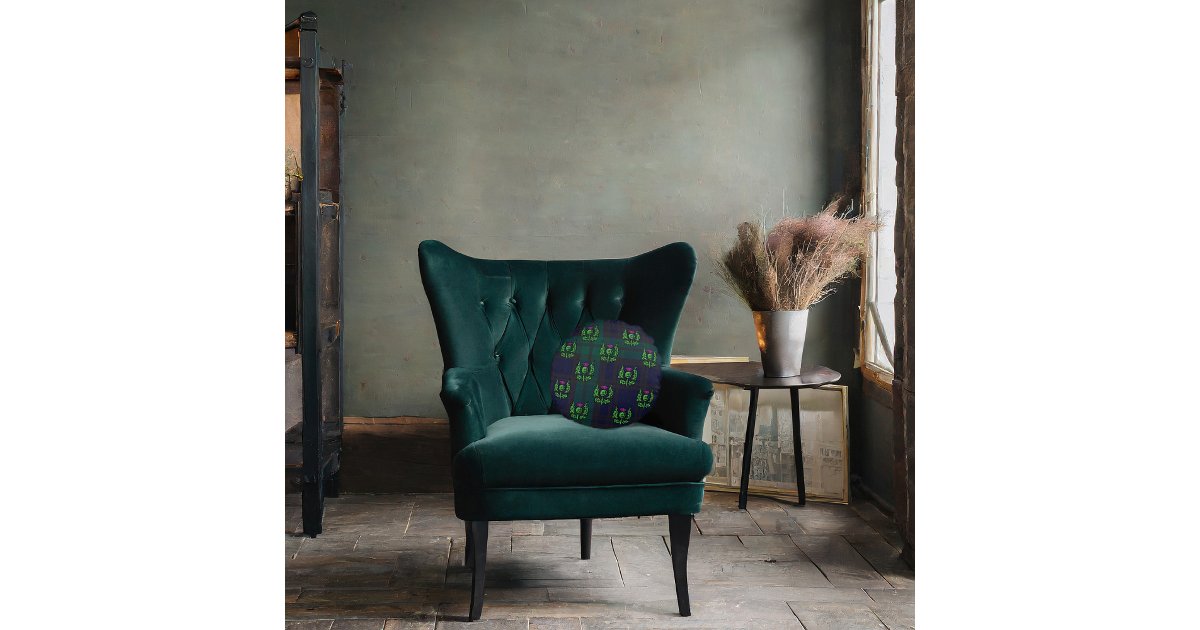 Coussins Ronds Chardon écossais sur tatan foncé Monogramme person ...