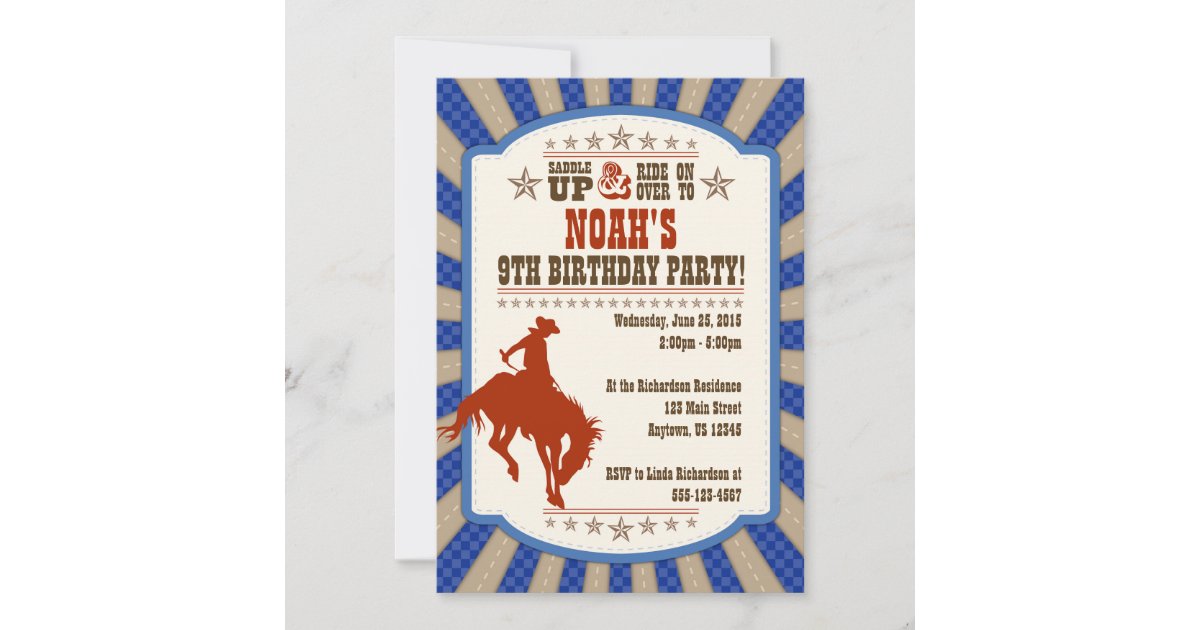 Cowboy 9e anniversaire de fête Invitation | Zazzle.fr