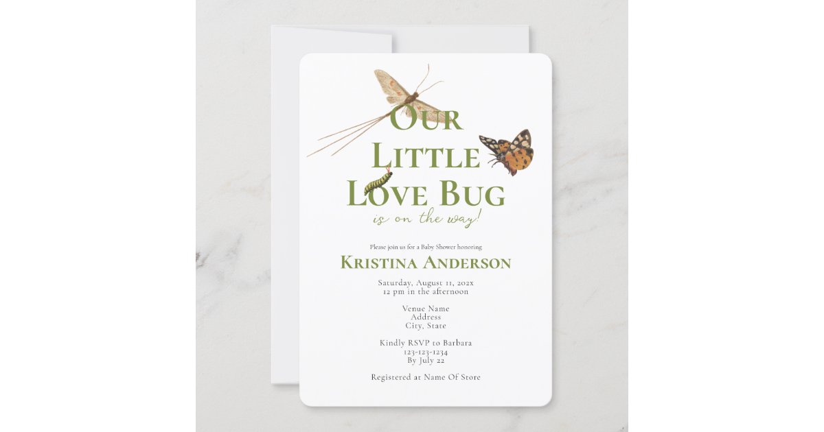Cute Our Little Love Bug Baby shower Invitation | Zazzle.fr