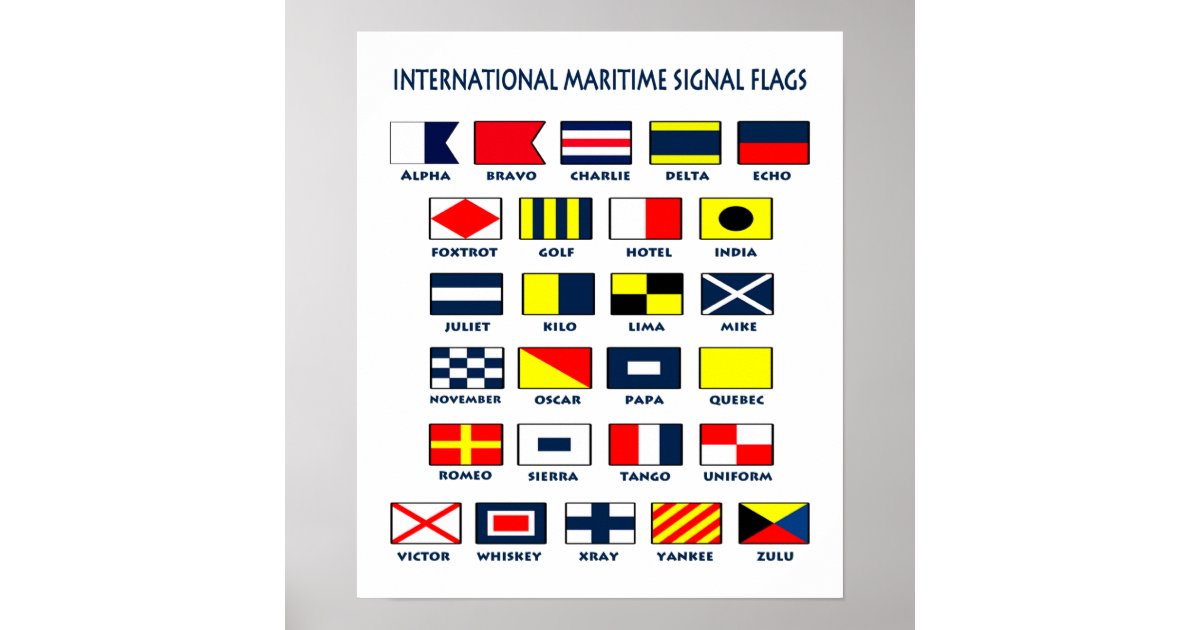 Drapeaux maritimes. Poster international Signes | Zazzle.fr