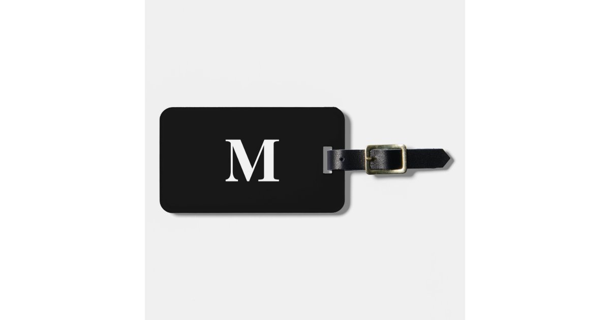 Étiquette À Bagage Monogramme Initiales Nom personnalisé Black White ...