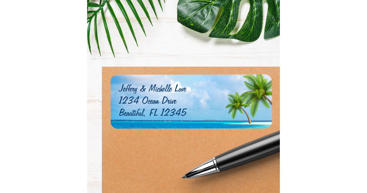 Étiquette Adresse de plage Tropical Palm Trees | Zazzle.fr