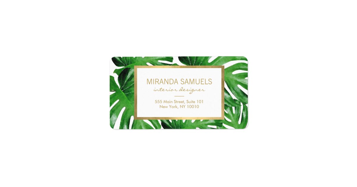 Étiquette Aquarelle Tropical Monstera Feuille Motif | Zazzle.fr