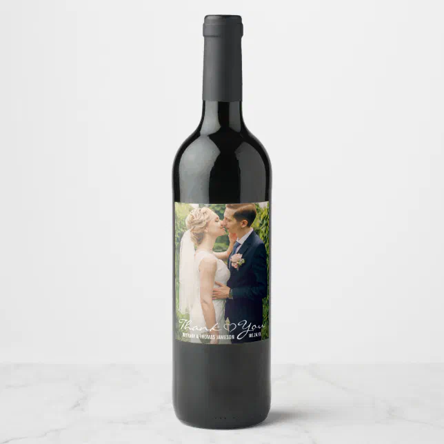 Étiquette Pour Bouteilles De Vin Mariage Heart Photo Merci Sparkling ...