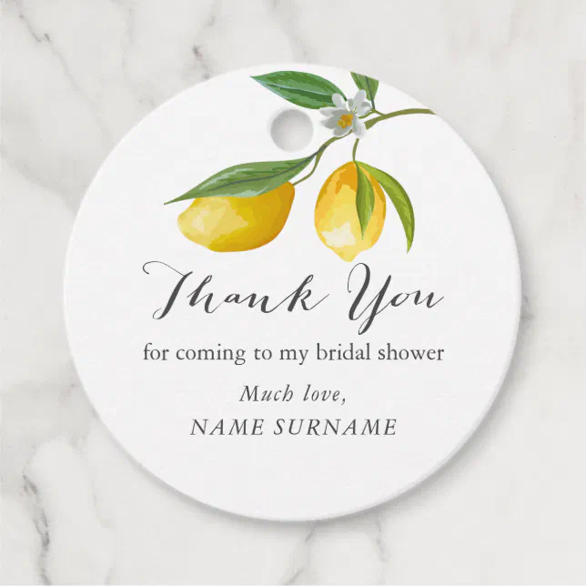 Étiquettes Cadeau Citron nuptiale douche Favoriser Tags | Zazzle.fr