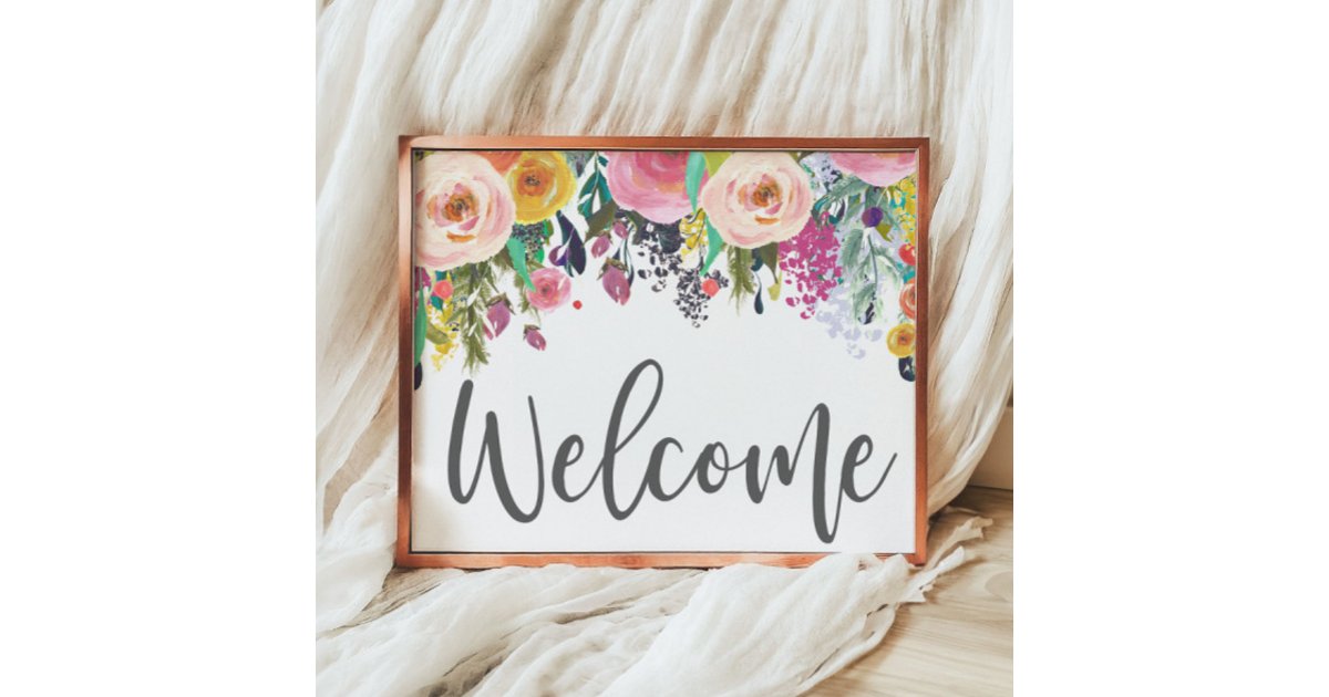 Floral Bienvenue Boho Bohemian Wall Art Poster | Zazzle.fr