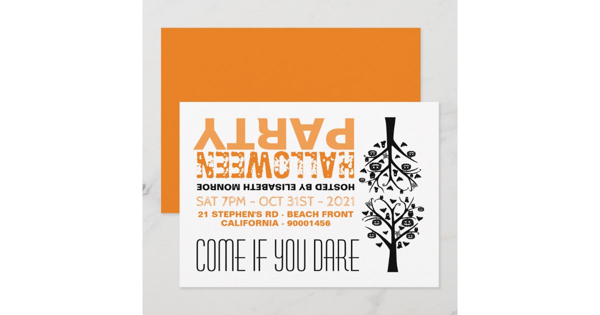 Forêt hantée Miroir de fête d'Halloween Invitation | Zazzle.fr