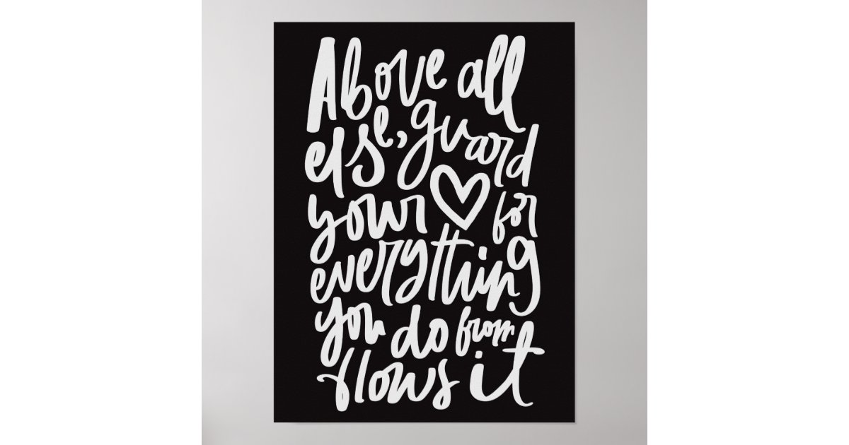 Garde ton coeur Bible Ecriture Poster | Zazzle.fr