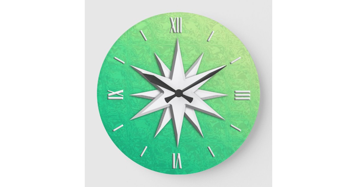 Grande Horloge Ronde Ivory compass rose - peridot green background ...
