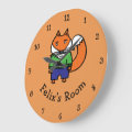 Grande Horloge Ronde Personnalisé Felix le Fox | Zazzle.fr