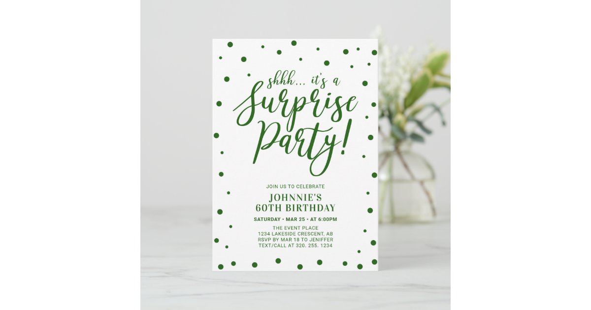 Green Surprise Adulte Anniversaire Fête Invitation | Zazzle.fr