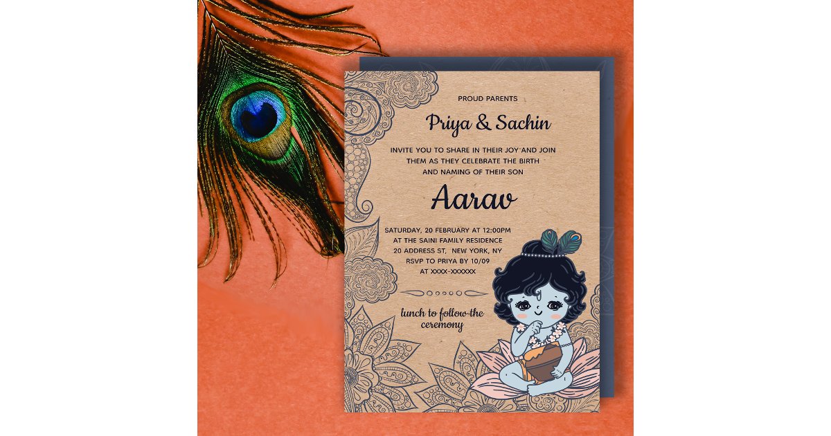 Hindu Namkaran Baby Naming Ceremony Invitation | Zazzle.fr