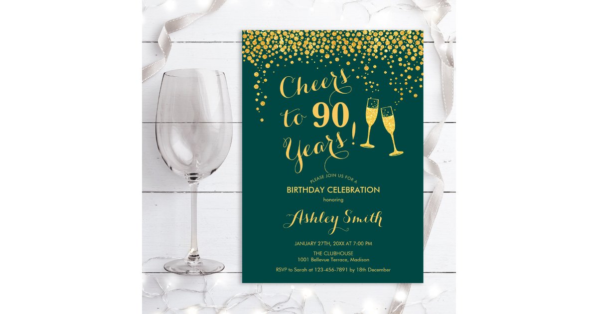 Invitation 90e Anniversaire - Salutations À 90 Ans Émeraude V | Zazzle.fr
