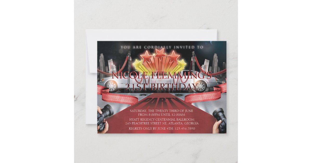 Invitation à l'anniversaire du tapis rouge | Zazzle.fr