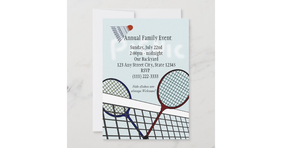 Invitation Badminton Party / Pique-nique | Zazzle.fr