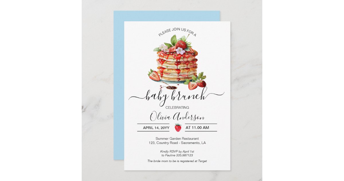 Invitation Bébé Brunch Douche crêpe bleu | Zazzle.fr