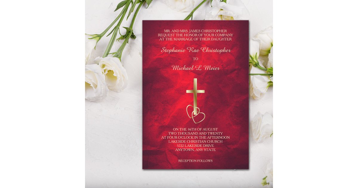 Invitation Croix chrétienne rouge | Zazzle.fr