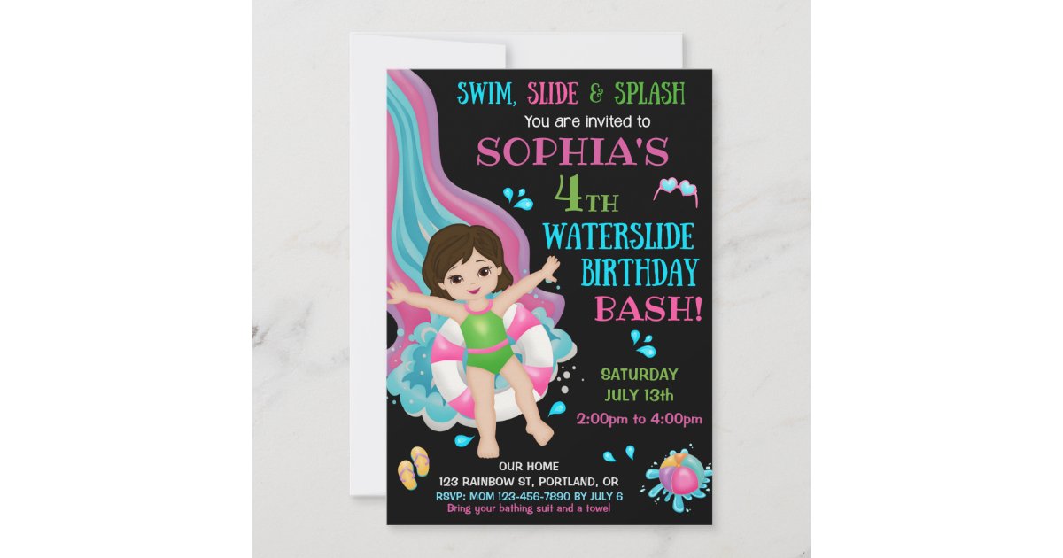 Invitation d'anniversaire de toboggan aquatique in | Zazzle.fr