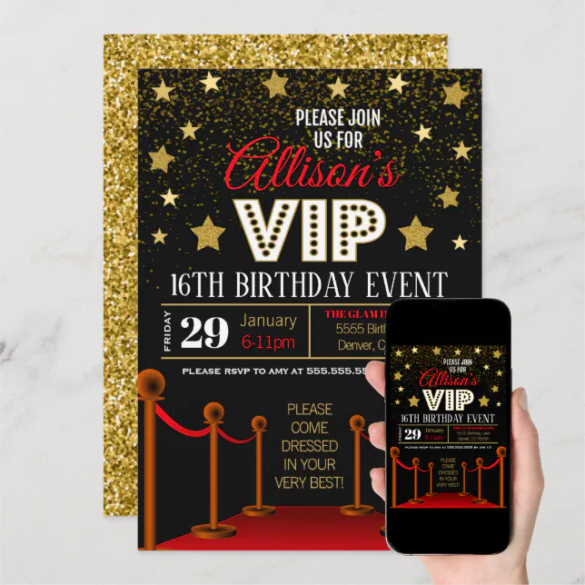 Invitation d'anniversaire du tapis rouge | Zazzle.fr