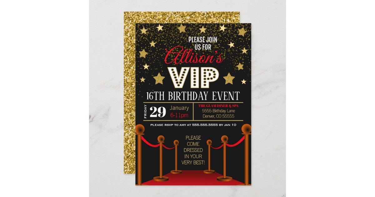 Invitation d'anniversaire du tapis rouge | Zazzle.fr