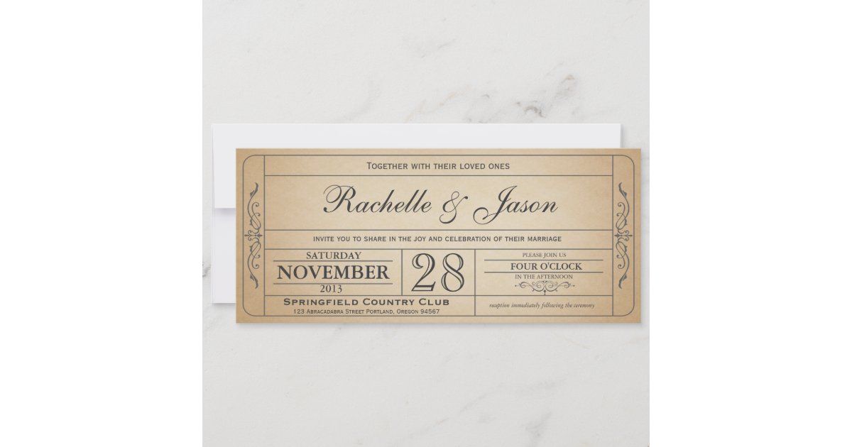 Invitation De Billets De Mariage Vintage Zazzlefr